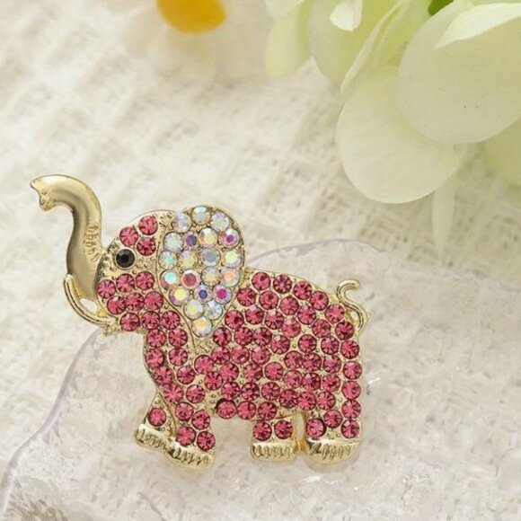Jewelry | New Charming Pink Pave Crystal Elephant Brooch Pin | Poshmark